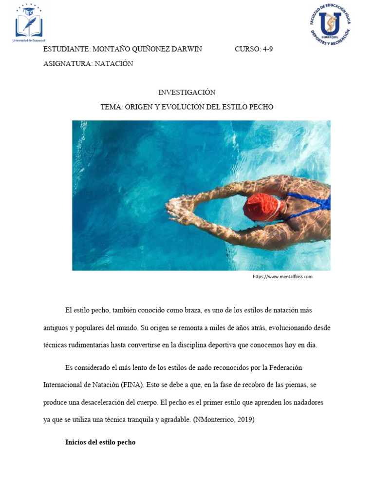 Natacion - Estilo Pecho | PDF | Nadando | Natación (deporte)