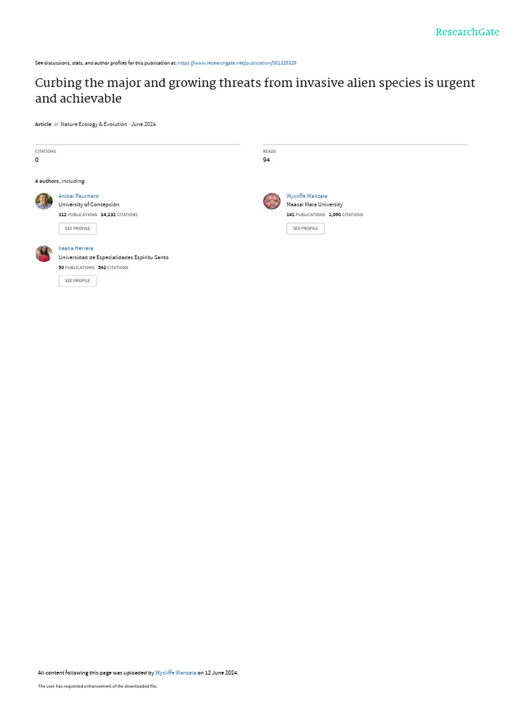 Nature Manuscript 2024 | Download Free PDF | Invasive Species ...