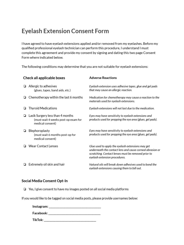 Example Consent Form | PDF | Contact Lens | Adhesive