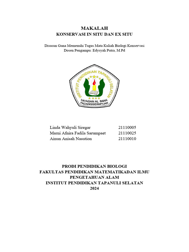 Konservasi In-Situ & Ex-Situ Kelompok | PDF