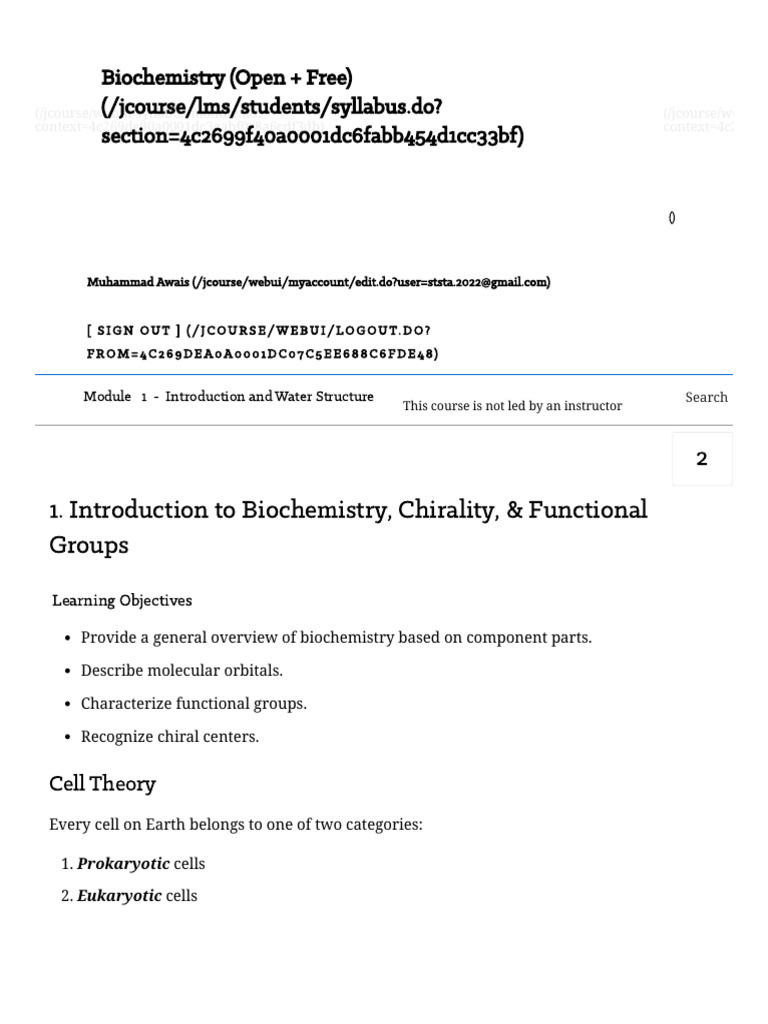 Introduction To Biochemistry, Chirality, & Functional Groups | PDF ...