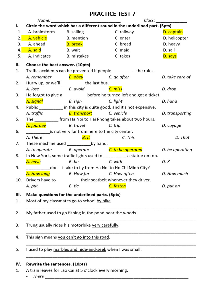 3. PRACTICE TEST | Download Free PDF | Traffic | Transport