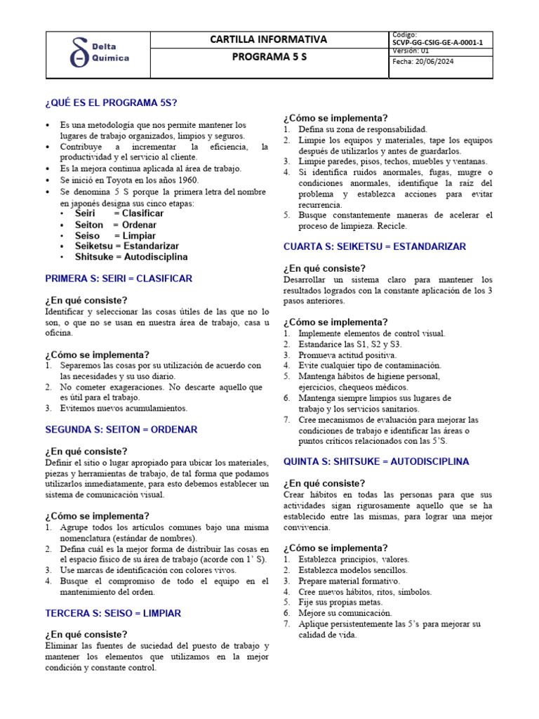 Cartilla Informativa 5S | PDF