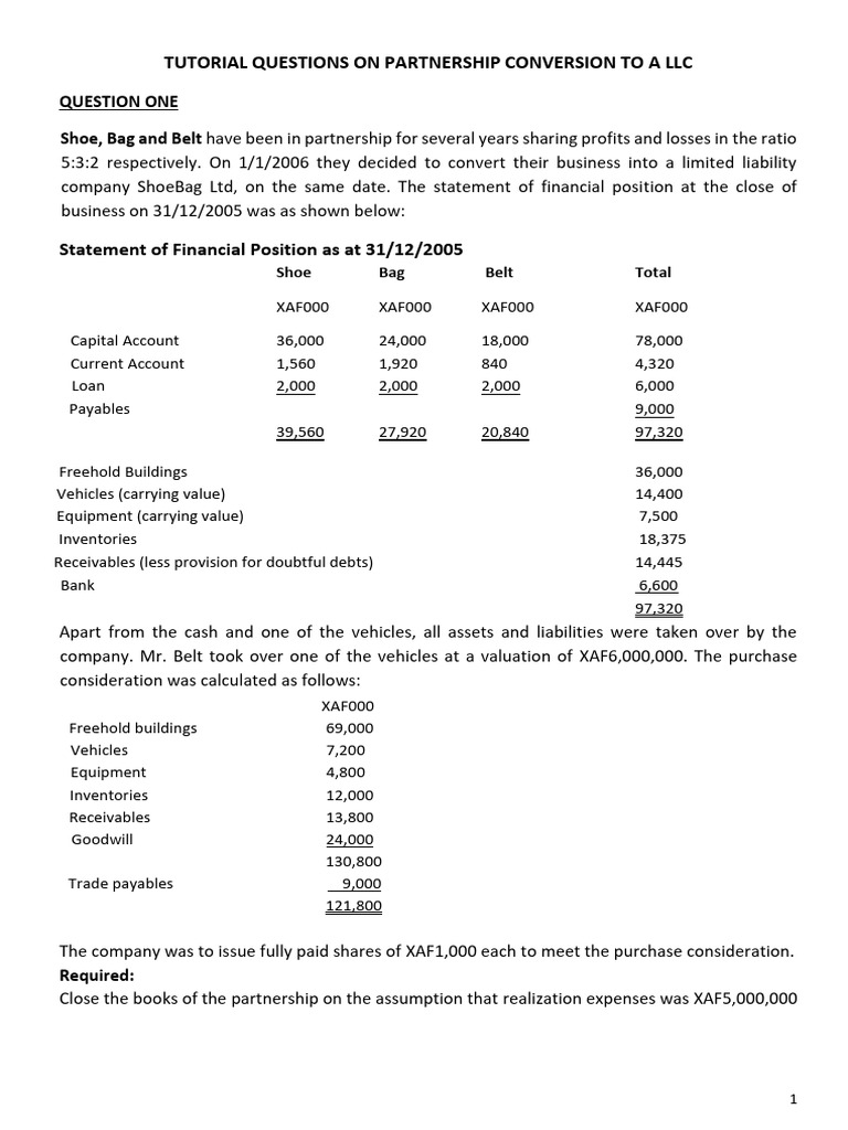 ACC 422 Tutorial on Partnership Conversion | PDF | Book Value | Balance Sheet