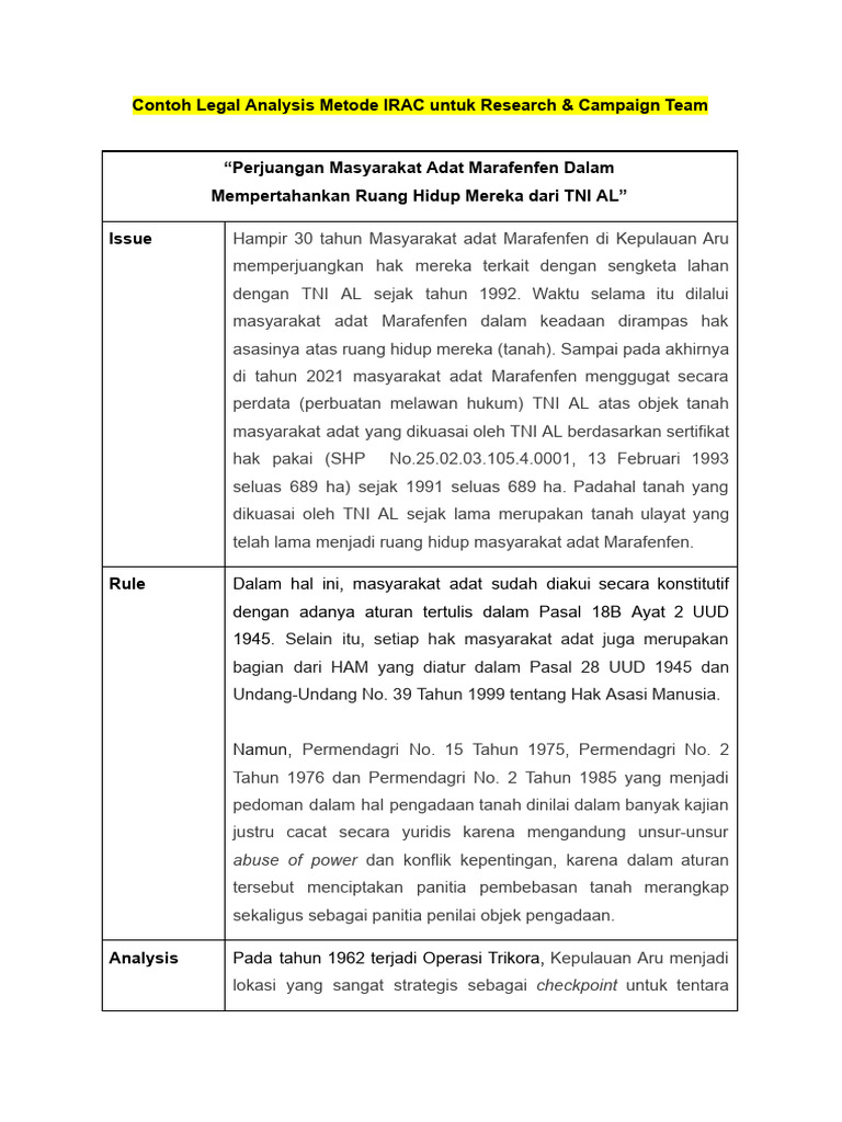 Contoh Legal Analysis Irac | PDF | Ilmu Sosial