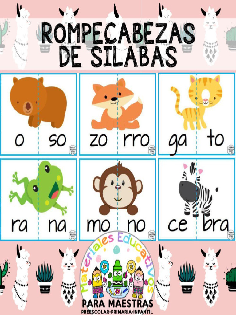 Rompecabezas de Sílabas Recopilado Por Materiales Educativos Maestras | PDF
