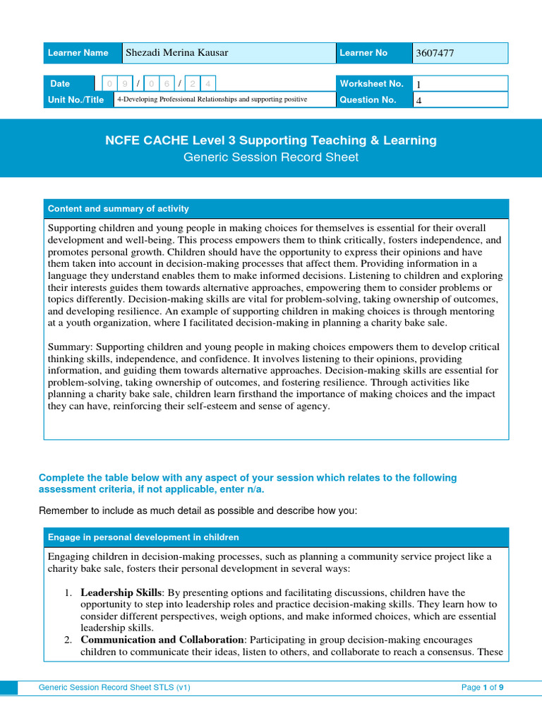 STLS Revised Generic Session Record Sheet Nov 2020 Q4 1789907 895 | PDF ...