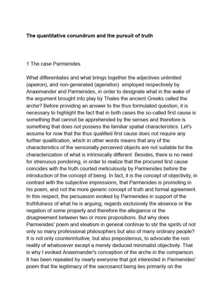 The Quantitative Conundrum and The Pursuit of Truth | PDF | Plato ...