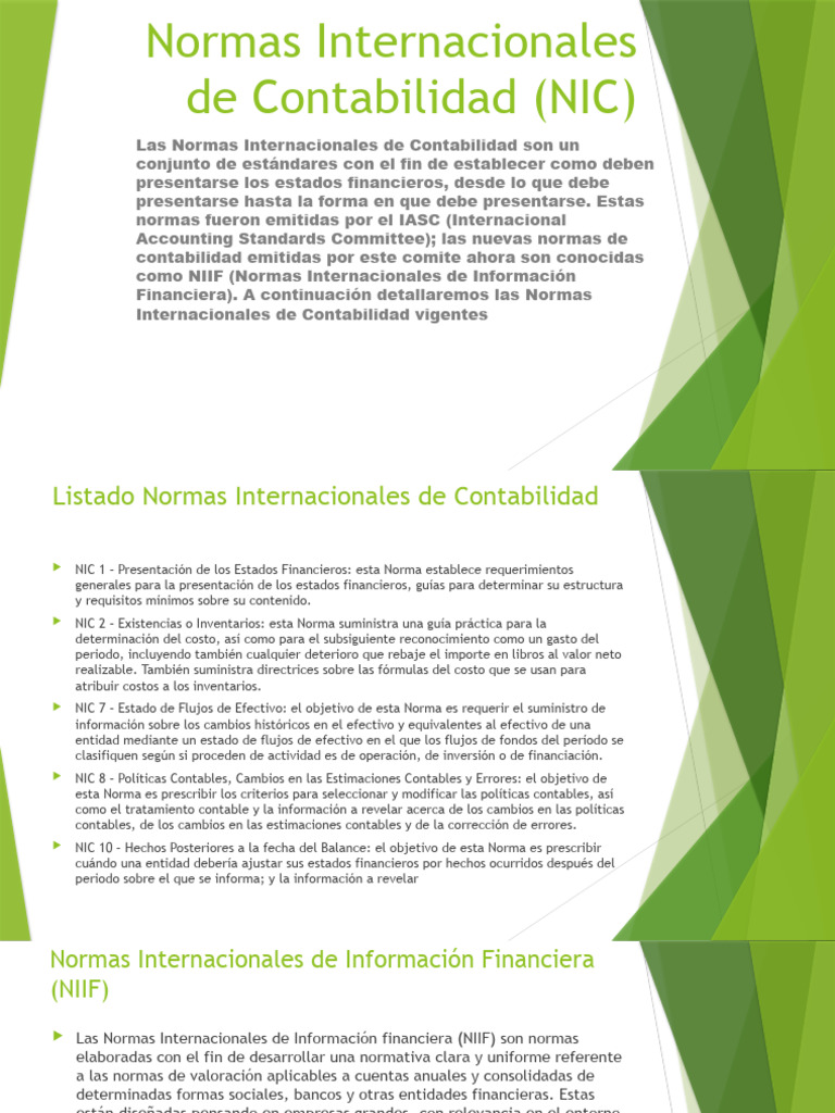 Normas Internacionales de Contabilidad (NIC) | PDF | normas ...