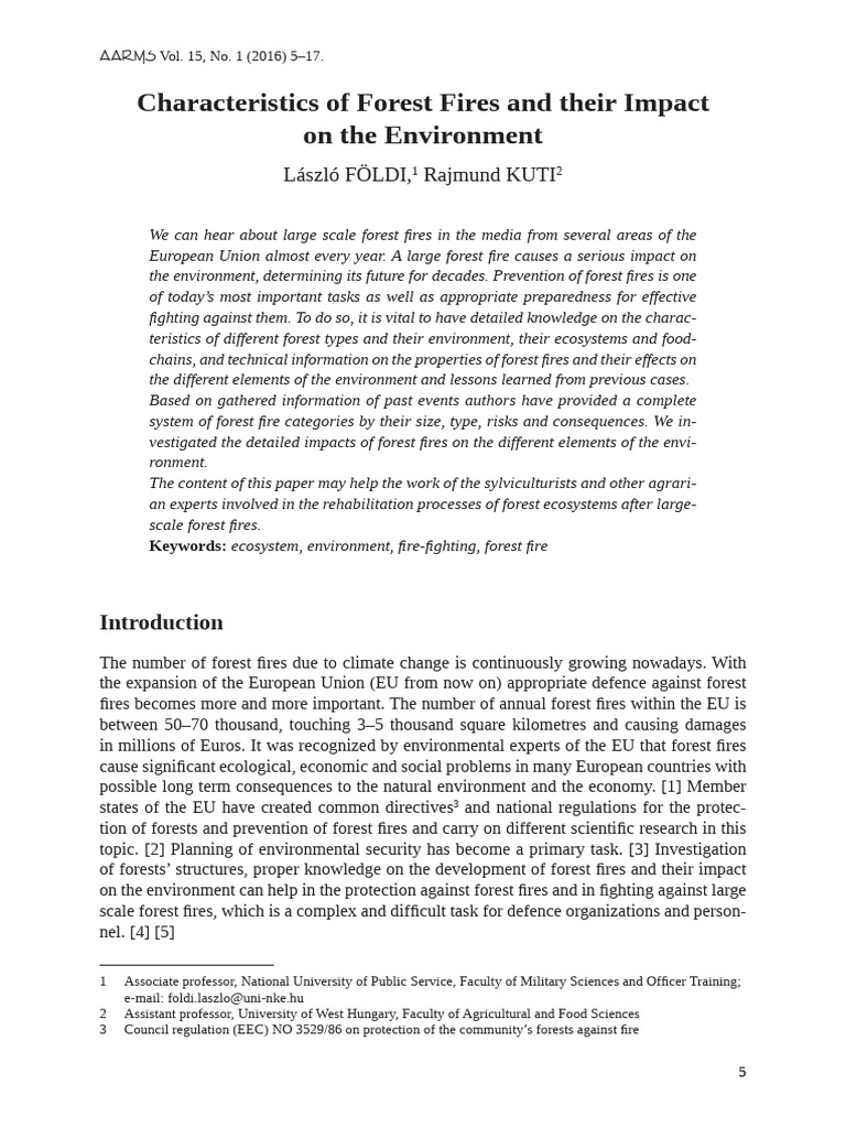 Characteristics of Forest Fires and Their Impact On The Environment ...