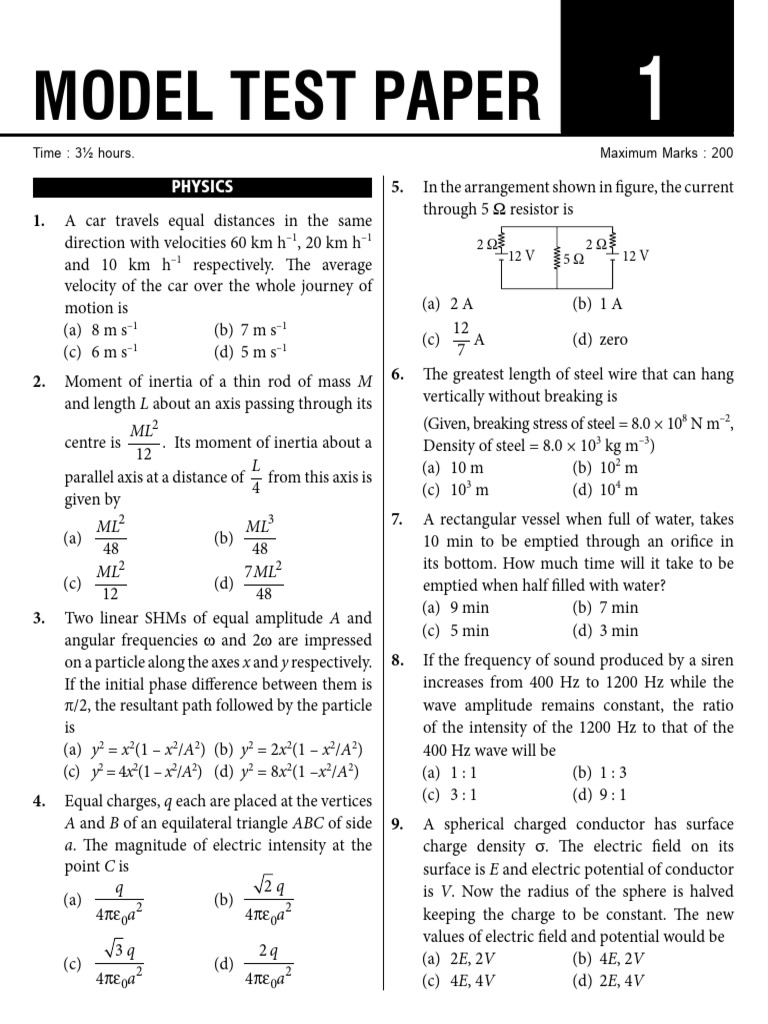 model paper 1 | Download Free PDF | Electronvolt | Force