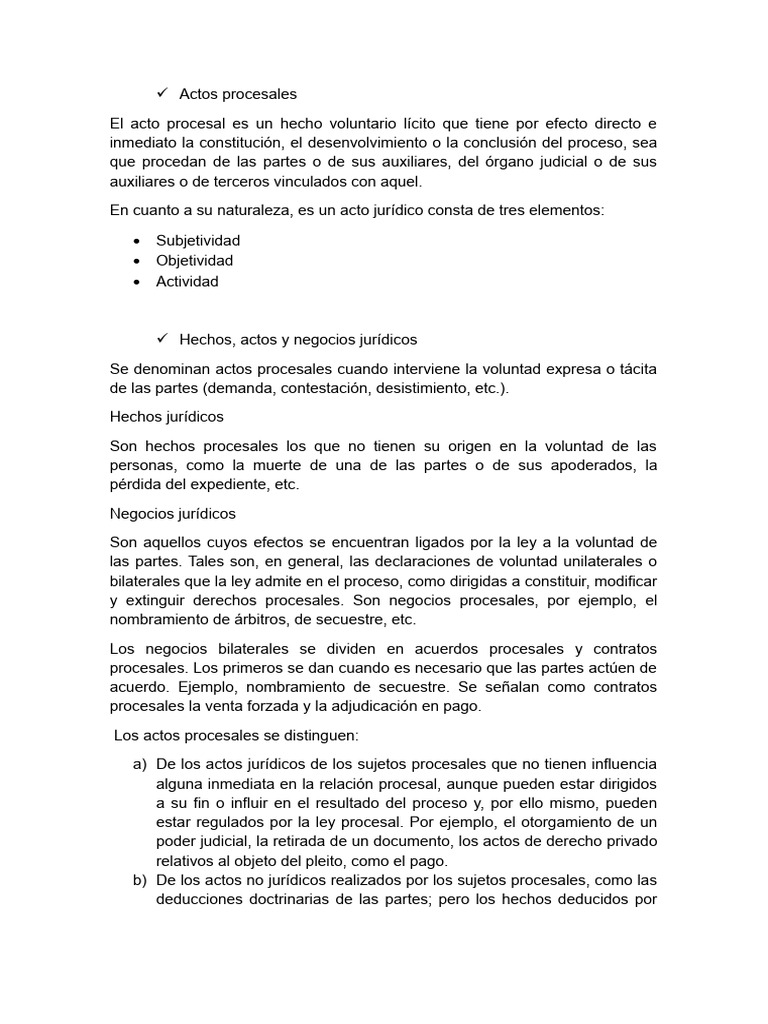 Actos Procesales: Definición y Clasificación | PDF | Ley procesal ...