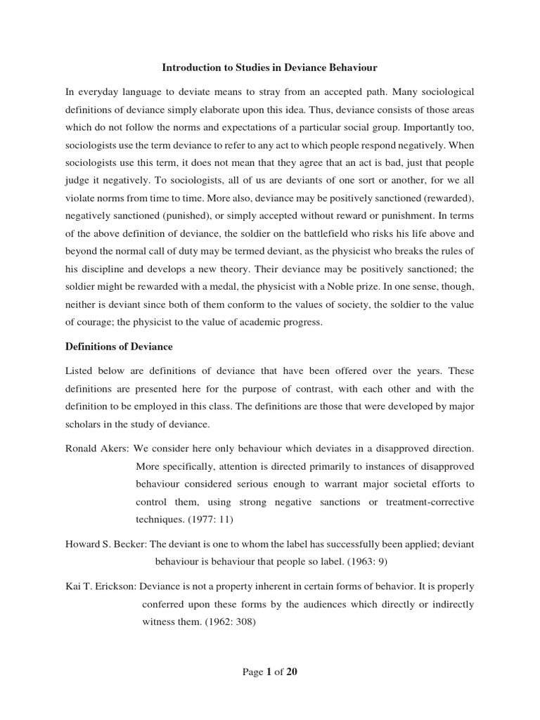 Understanding Deviance in Society | PDF | Deviance (Sociology ...