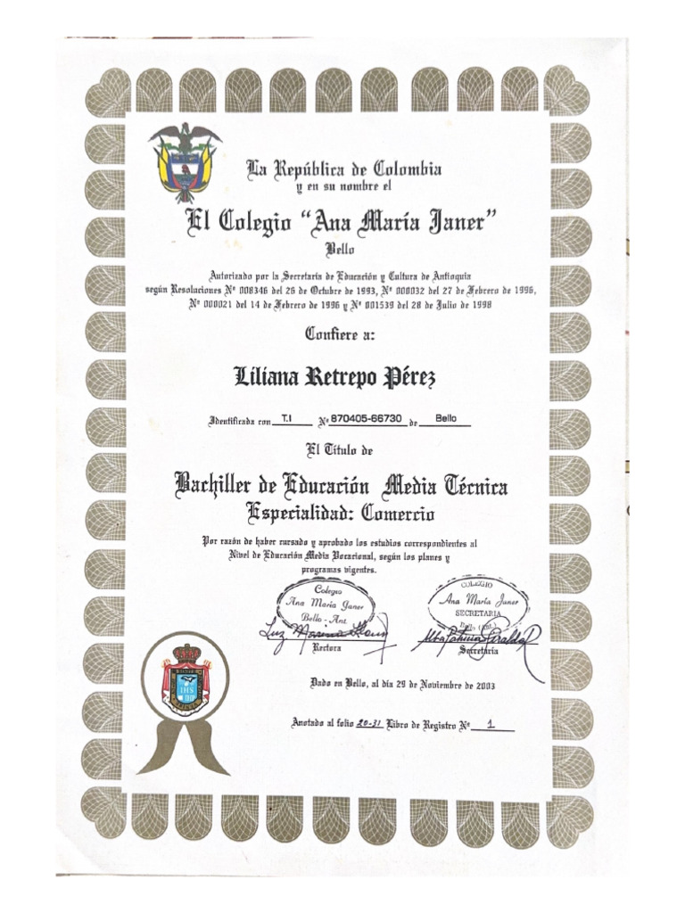 Diploma Colegio | PDF