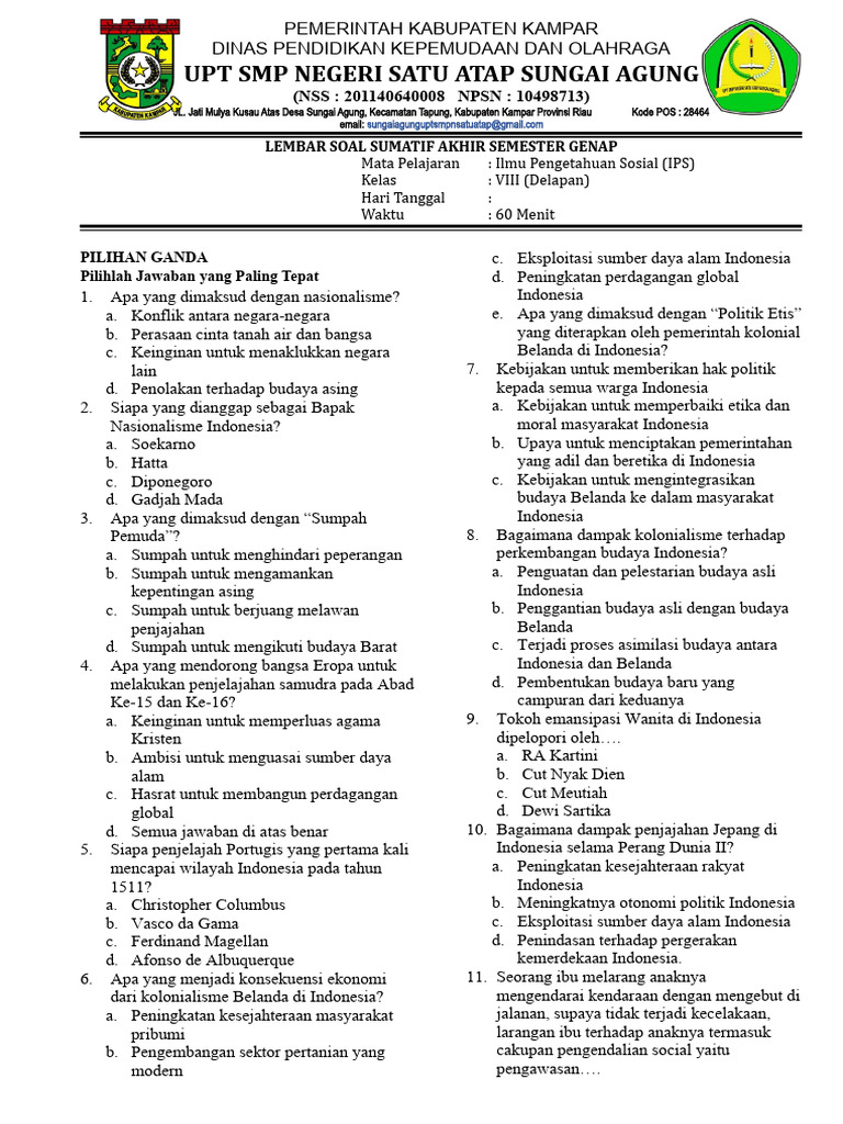 Soal Sas Ips Kelas Viii | PDF