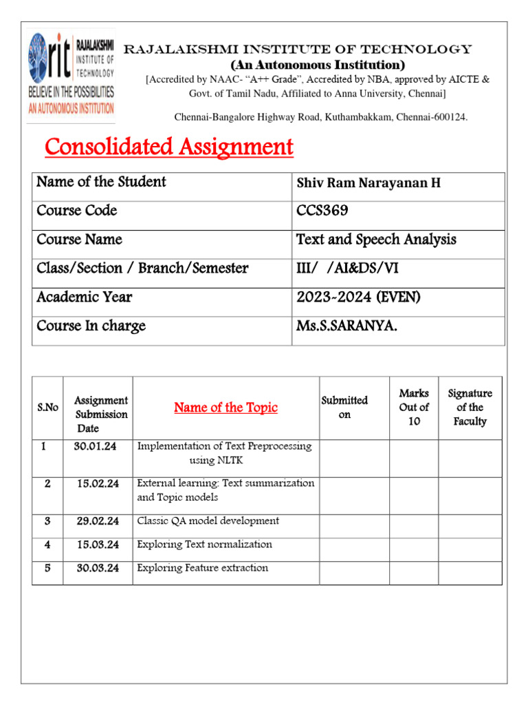 Assignment Front Page | PDF