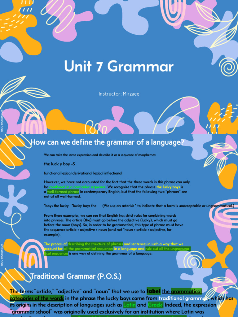 Unit 7 | PDF | Grammatical Gender | Grammatical Number