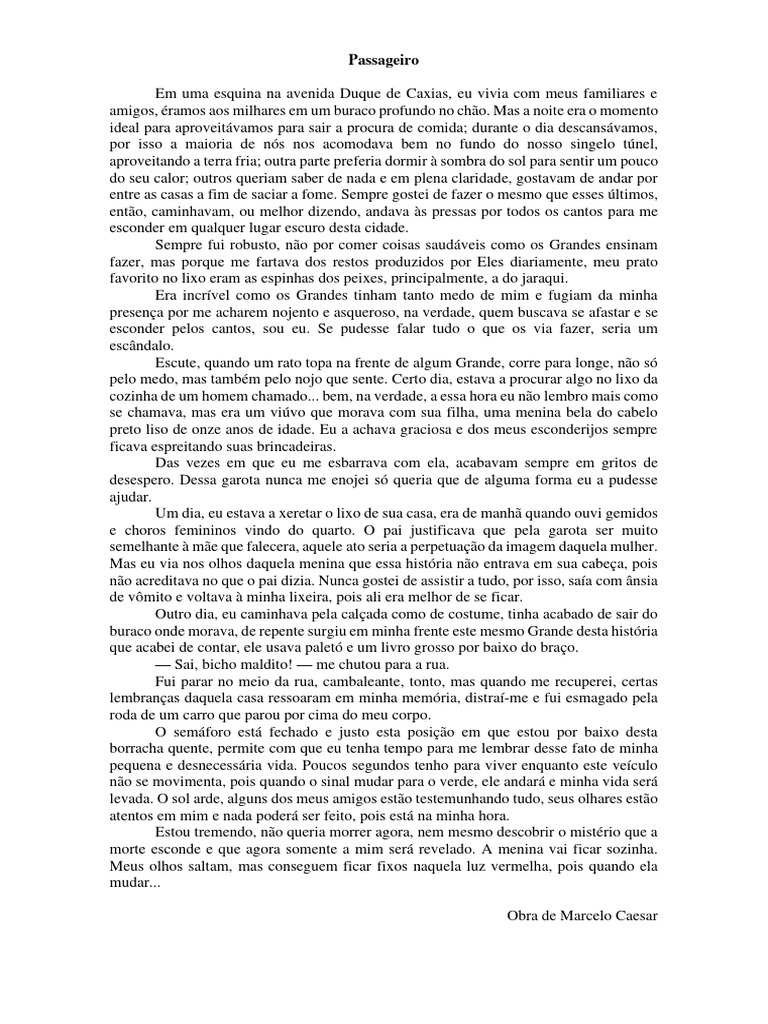 Passageiro - Conto de Marcelo Caesar | PDF | Poesia