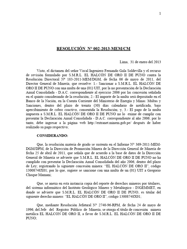 002 Rd. 183-DGM Halcón de Oro | PDF | Minería | Multa (pena)