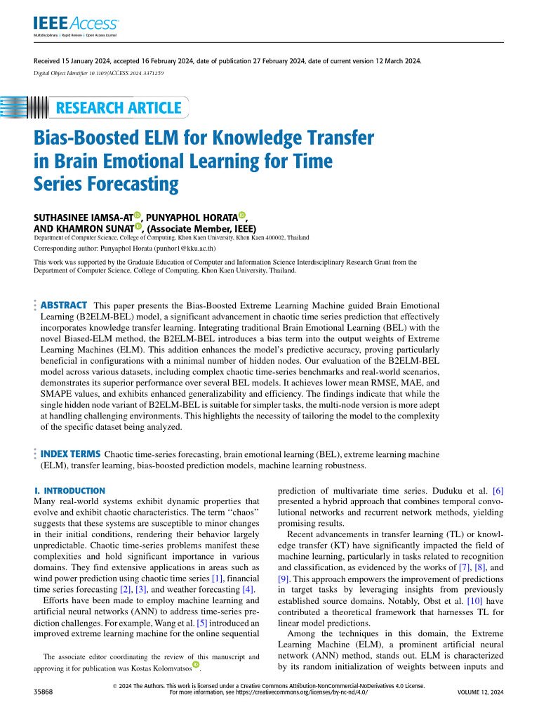 Bias-Boosted ELM For Knowledge Transfer in Brain Emotional Learning For Time Series Forecasting ...