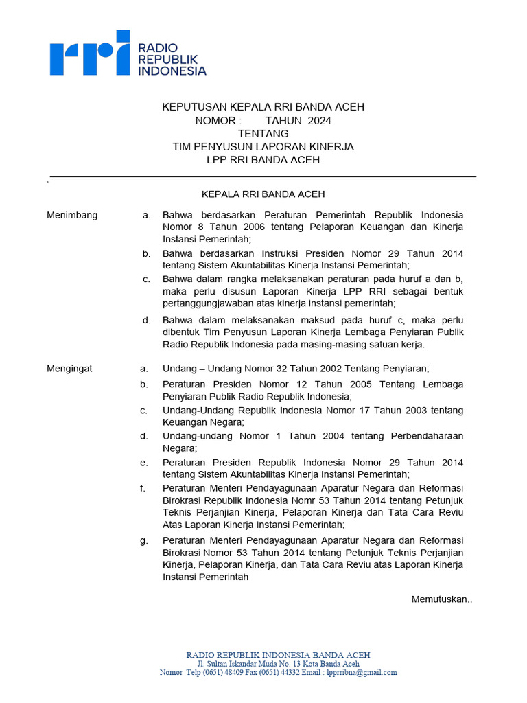 SK Tim Penyusunan Lakip | PDF | Pengelolaan Keuangan & Uang | Teknologi & Rekayasa