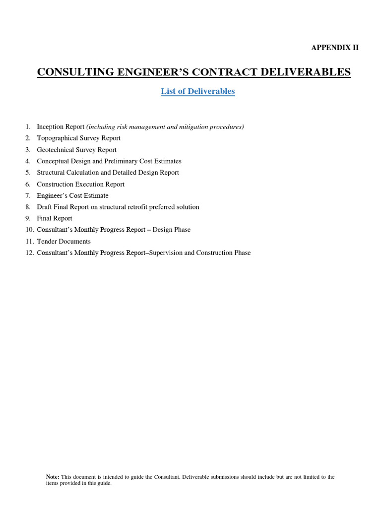 Appendix II Deliverables | Download Free PDF | Geotechnical Engineering | Risk Management