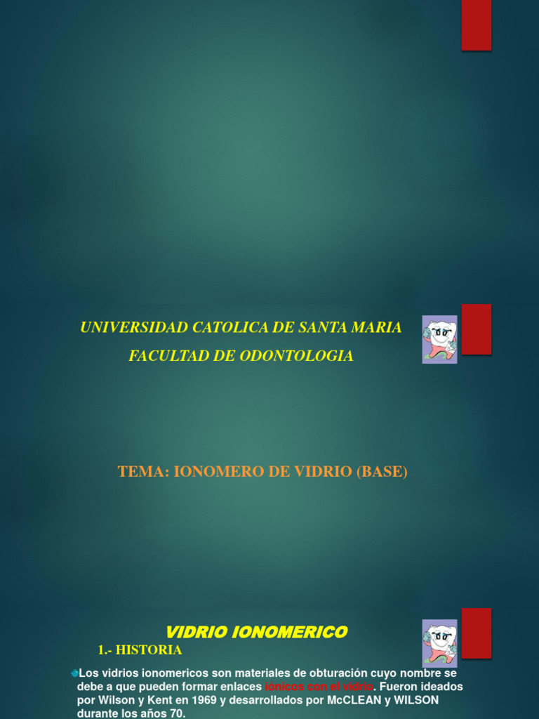 Ionomero de Vidrio: Composición y Usos | PDF | Cemento | Lentes