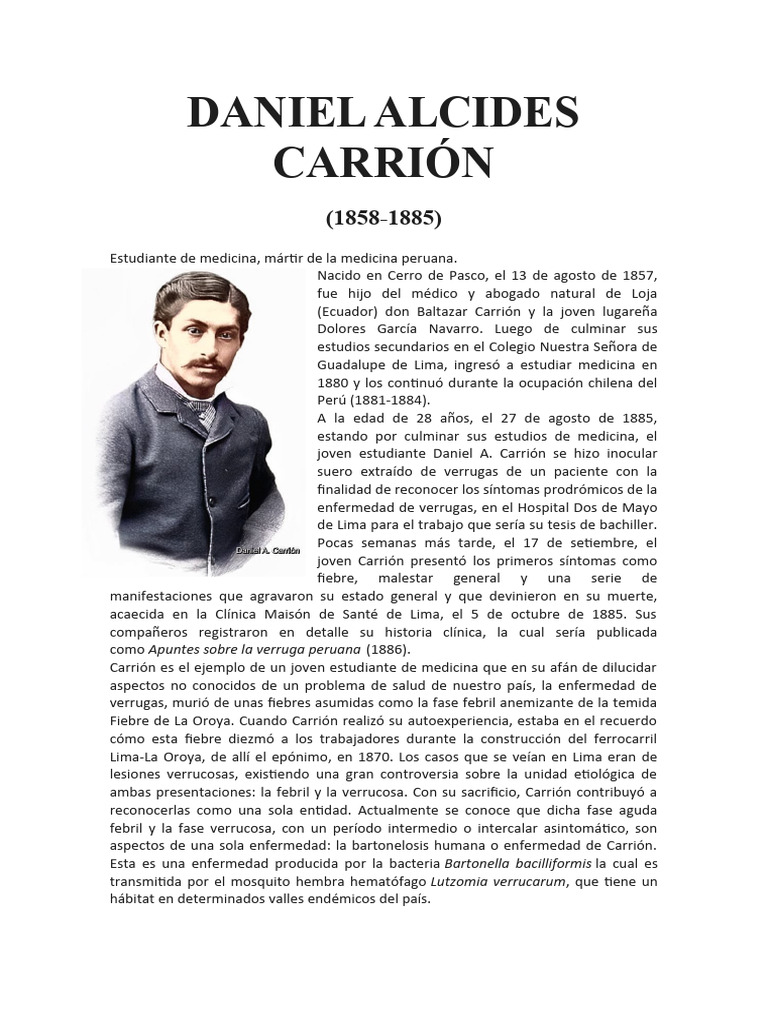 Daniel Alcides Carrión | PDF | Enfermedades y trastornos | Medicina CLINICA