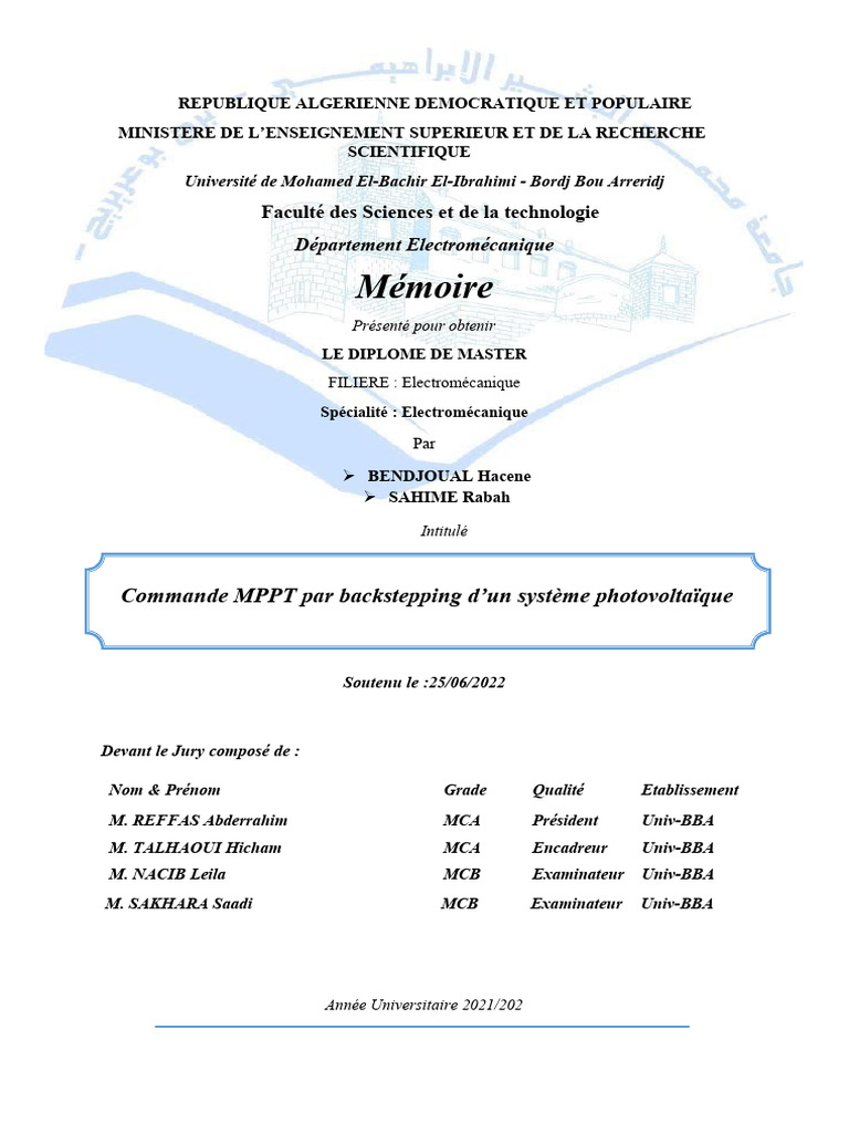 Mémoire Master | PDF | Énergie solaire photovoltaïque | Cellule photovoltaïque