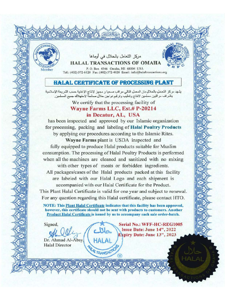 halal certificate | PDF