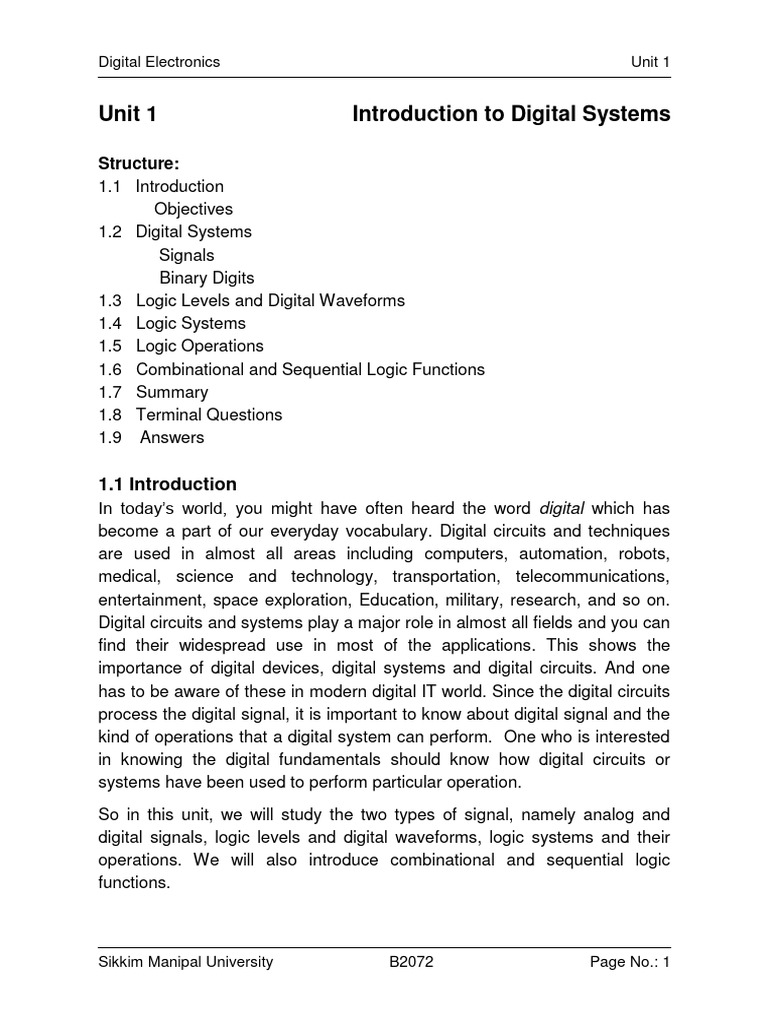 BIT102 SLM Library - SLM - Unit 01 | PDF | Digital Signal | Logic Gate