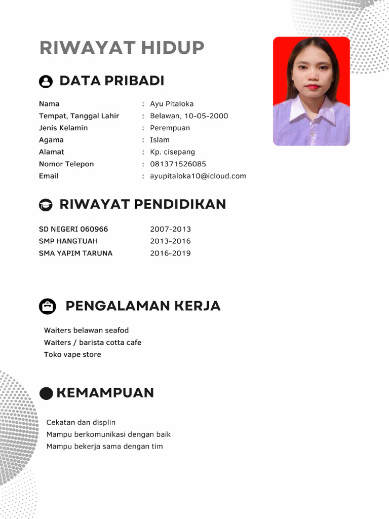 CV Ayu Pitaloka | PDF