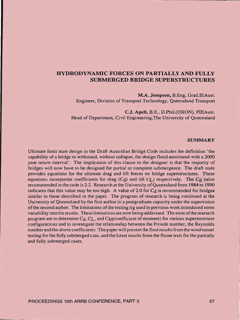Hydrodynamic Forces On Partially and Fully Submerged Bridge ...