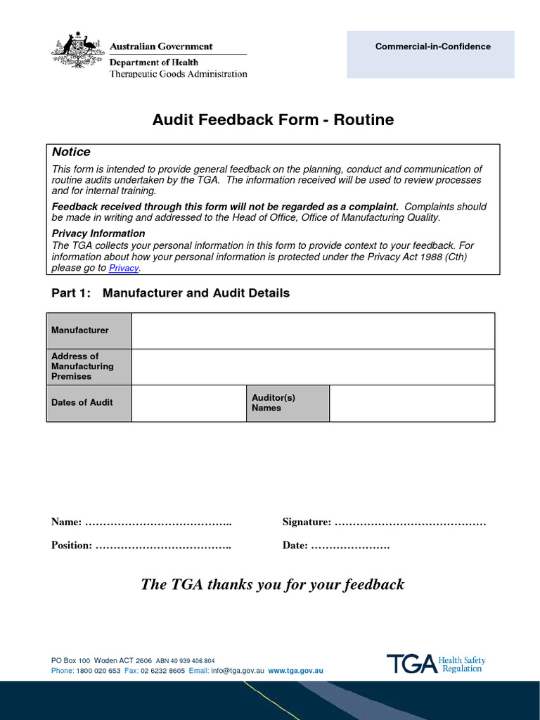 Audit Feedback Form | PDF | Audit