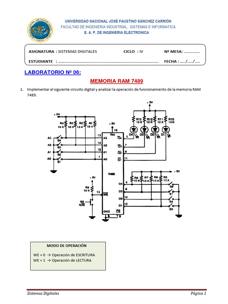L6. Memoria RAM 7489 | PDF