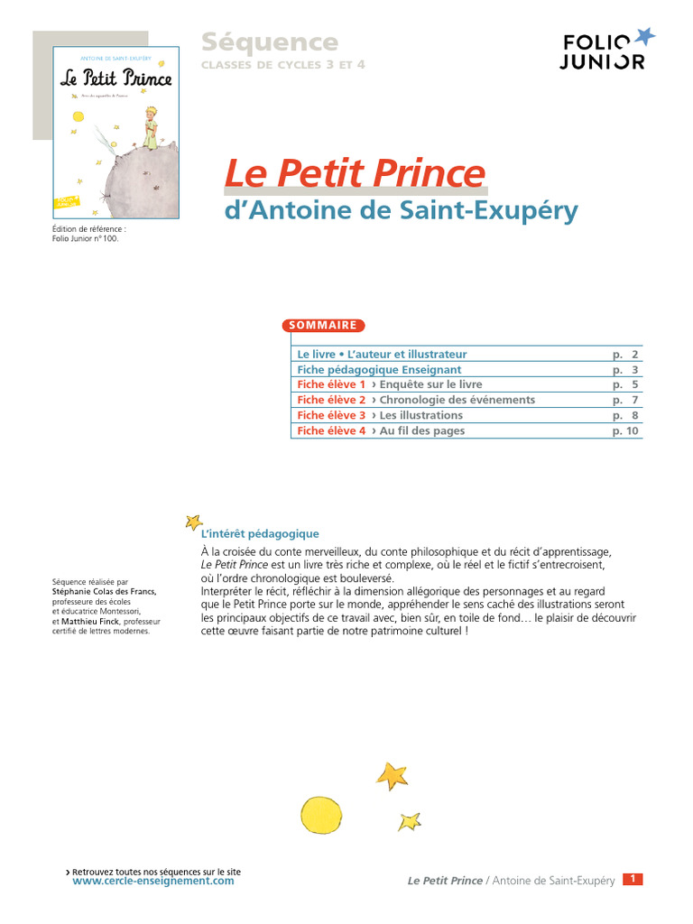 Séquence pédagogique sur Le Petit Prince | PDF | Le Petit Prince