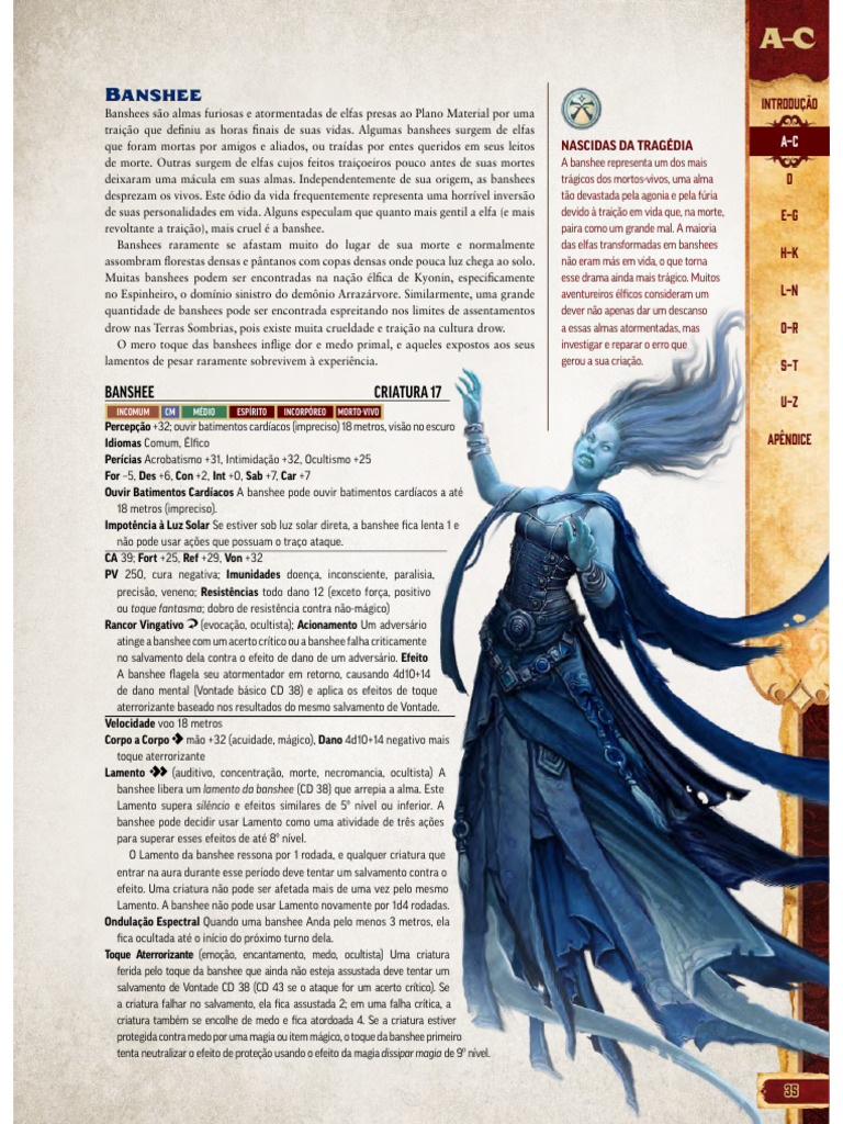 Banshee Pathfinder 2e Bestiário 1 | PDF