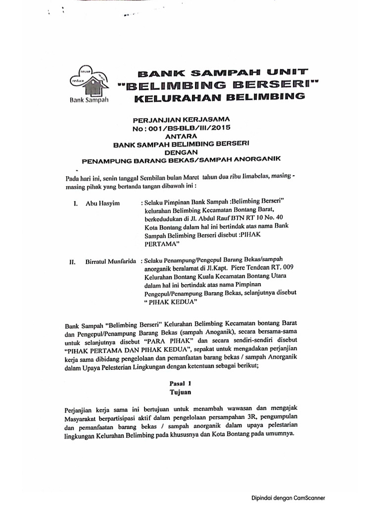 Mou Bank Sampah | PDF