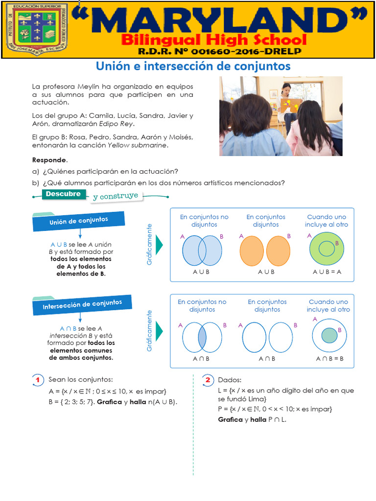 P6_SEMANA 2_UNIÓN E INTERSECCIÓN DE CONJUNTOS_ARITMÉTICA | Descargar ...