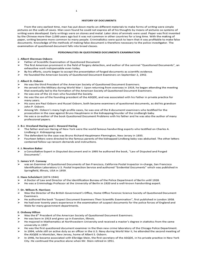 Questioned Documents Examination Notes | PDF | Forgery | Signature