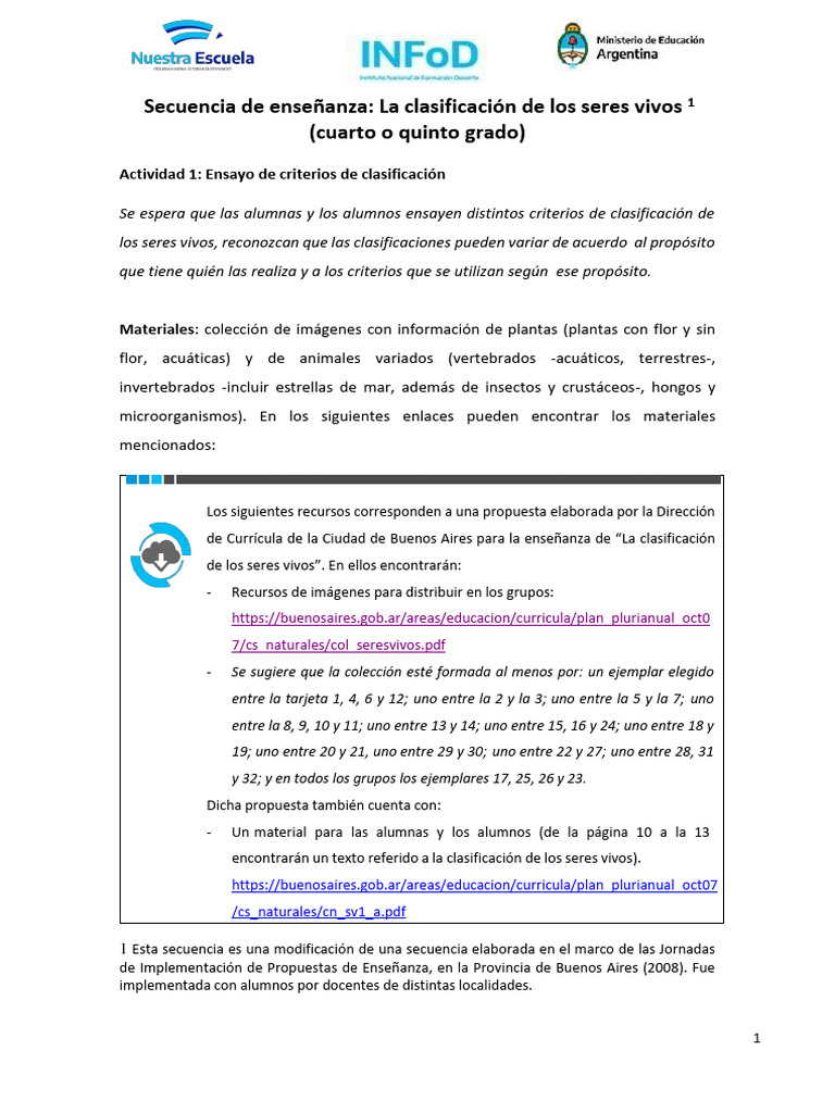 ACNP03 - 2a.actividad - Complementaria - Secuencia - 1a - Clase 2 | PDF | Plantas