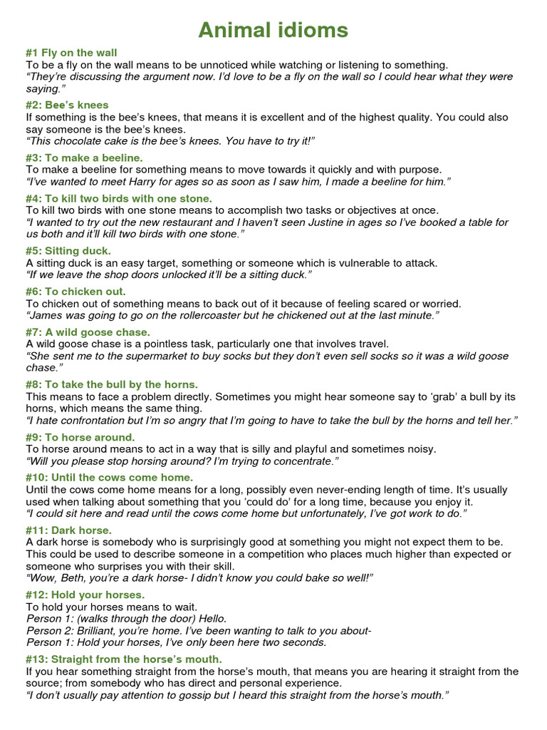 Animal idioms | PDF