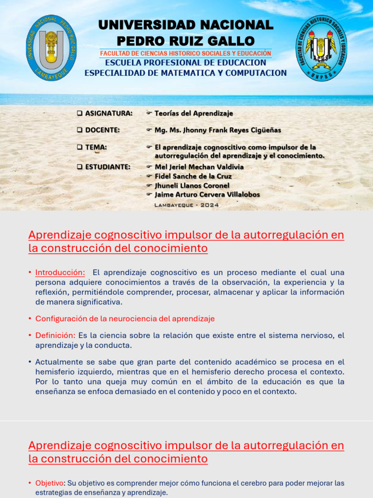 El aprendizaje cognitivo como impulsor de la autorregulación del aprendizaje y el conocimiento ...