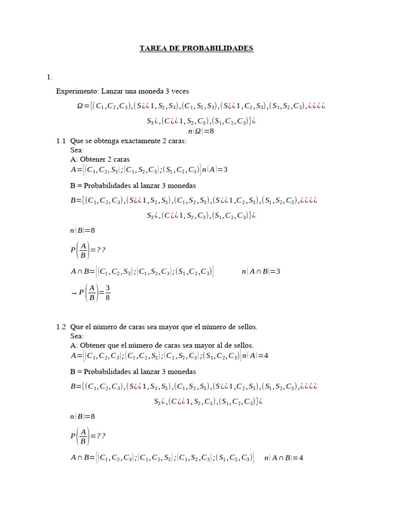 TAREA DE PROBABILIDADES | PDF | Teoría de probabilidad | Probabilidad
