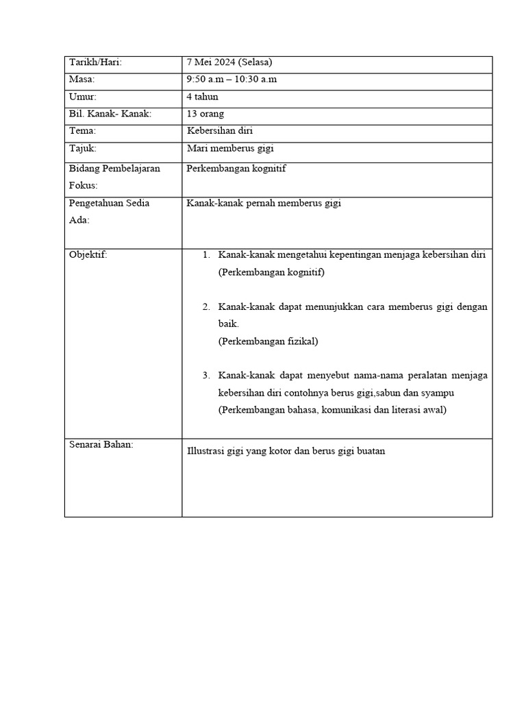 Rpa Aktiviti Memberus Gigi | PDF | Karier & Perkembangan