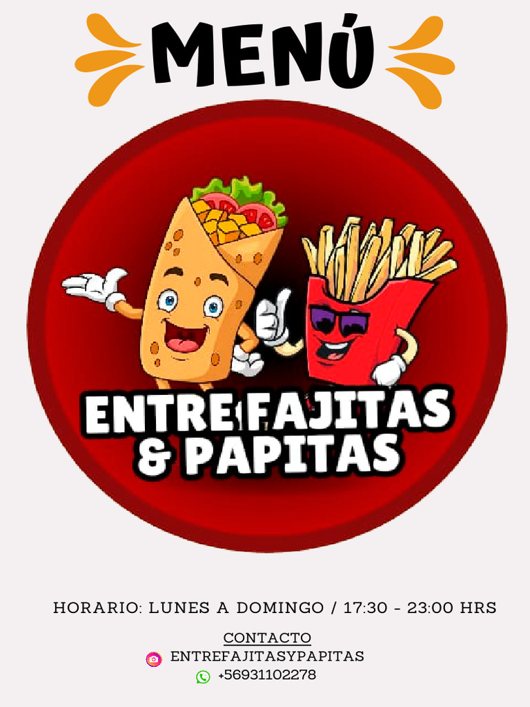 Menú Fajitas y Papitas | PDF | Cocina europea | Comida y bebida
