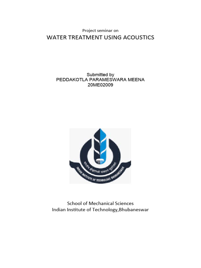 20ME02009_ Water Treatment Using Acoustics | PDF | Force | Water