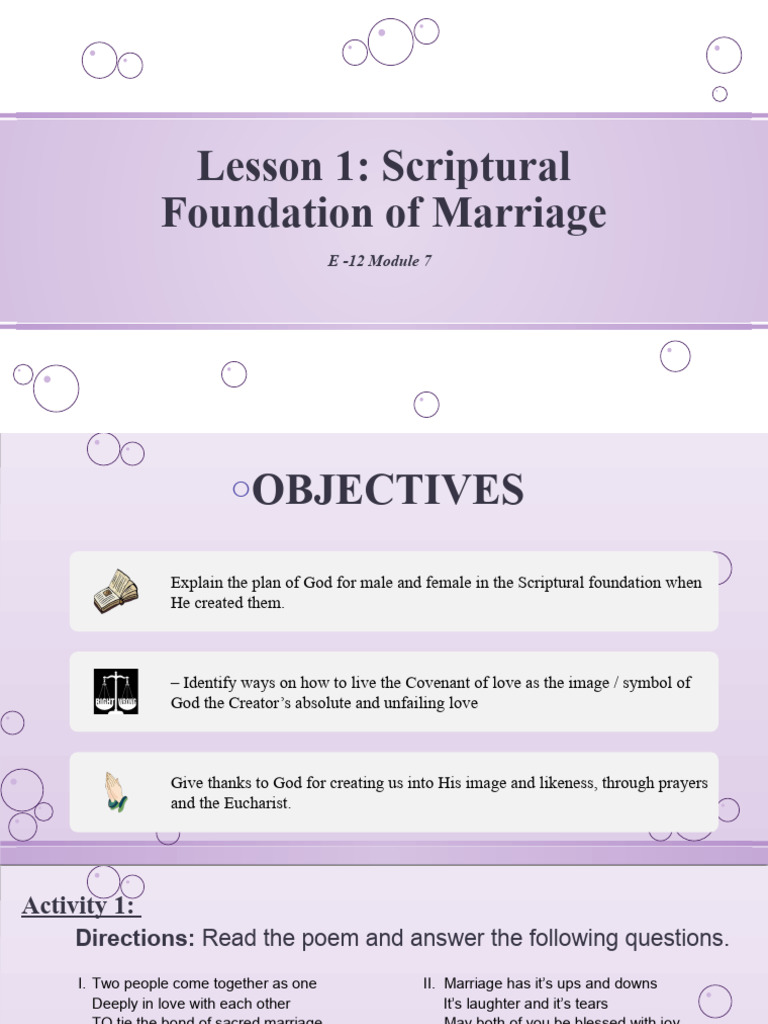 14 Lesson 7 Part 1 Scriptural Foundation of Marriage | PDF | Marriage ...
