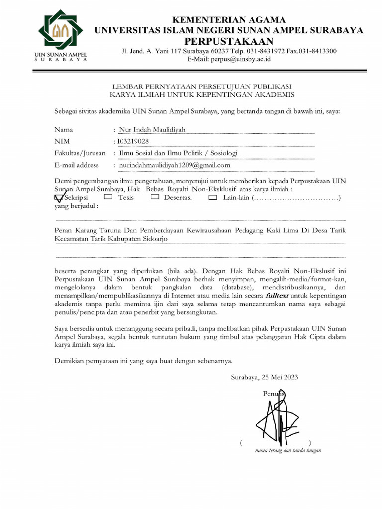 Baru Lembar Pernyataan Persetujuan Publi | PDF