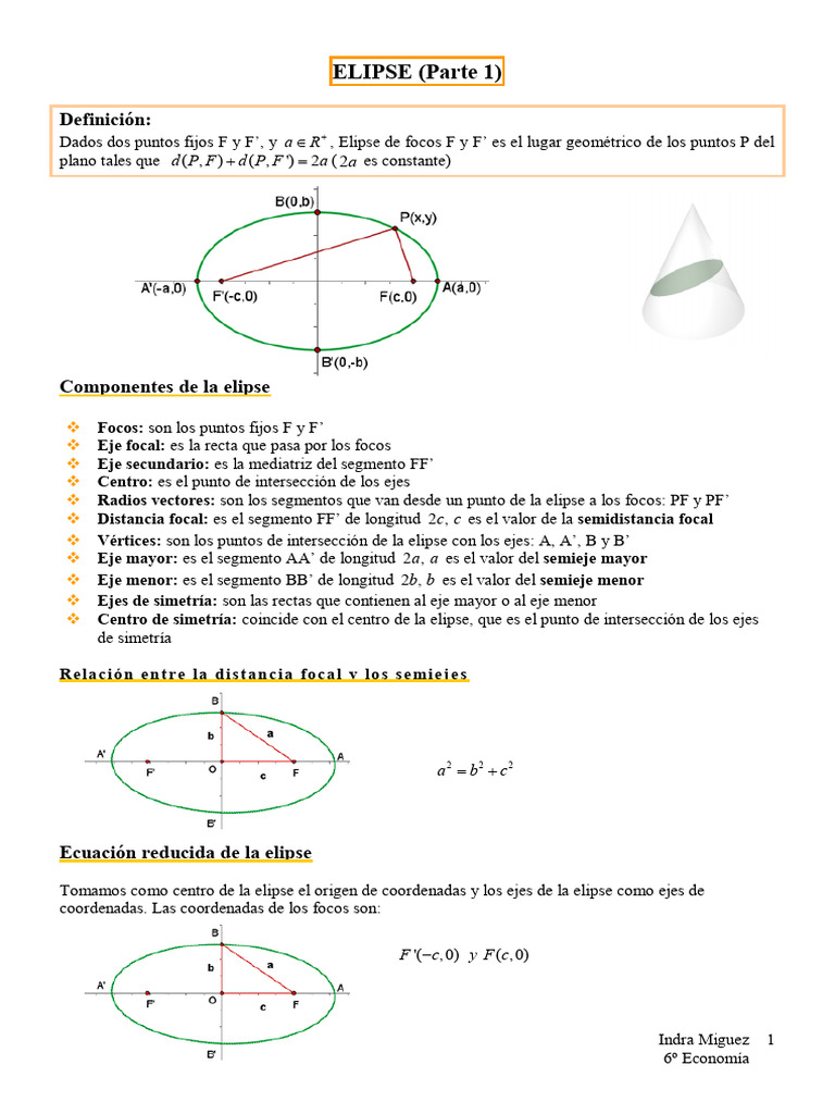Elipse Parte 1 | PDF | Elipse | Objetos matemáticos